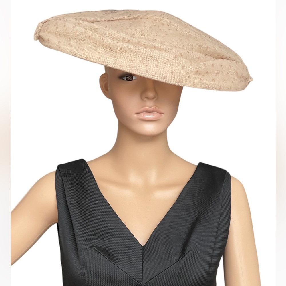 1960s Pink Saucer Round Disc Fascinator Hat - Gem